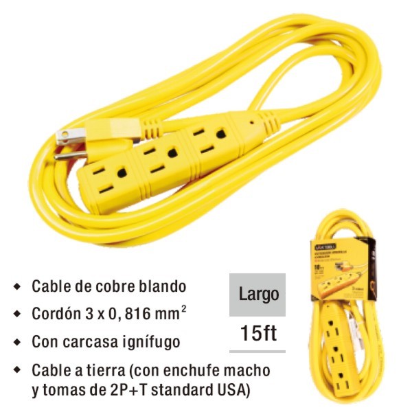 EXTENSION C/REGLETA UYUSTOOLS AMARILLA – Importadora Grevi